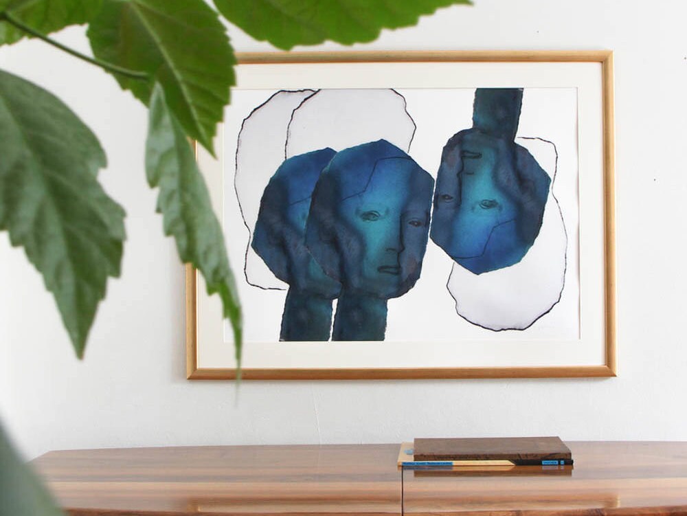 Deep Breaths Large Blue Abstract Art Painting Turquoise | Etsy