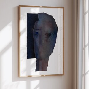 Blue Eye Face Art Print of Abstract Modern Painting, Blue Abstract Art ...
