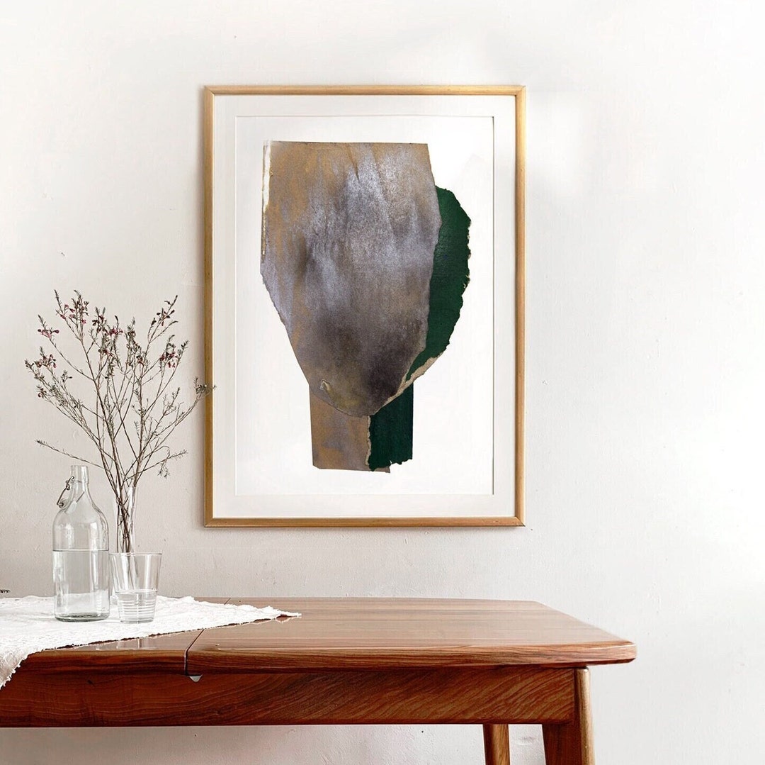 Fountainhead - Extra Large Abstract Wall Print, Vertical Silver and ...