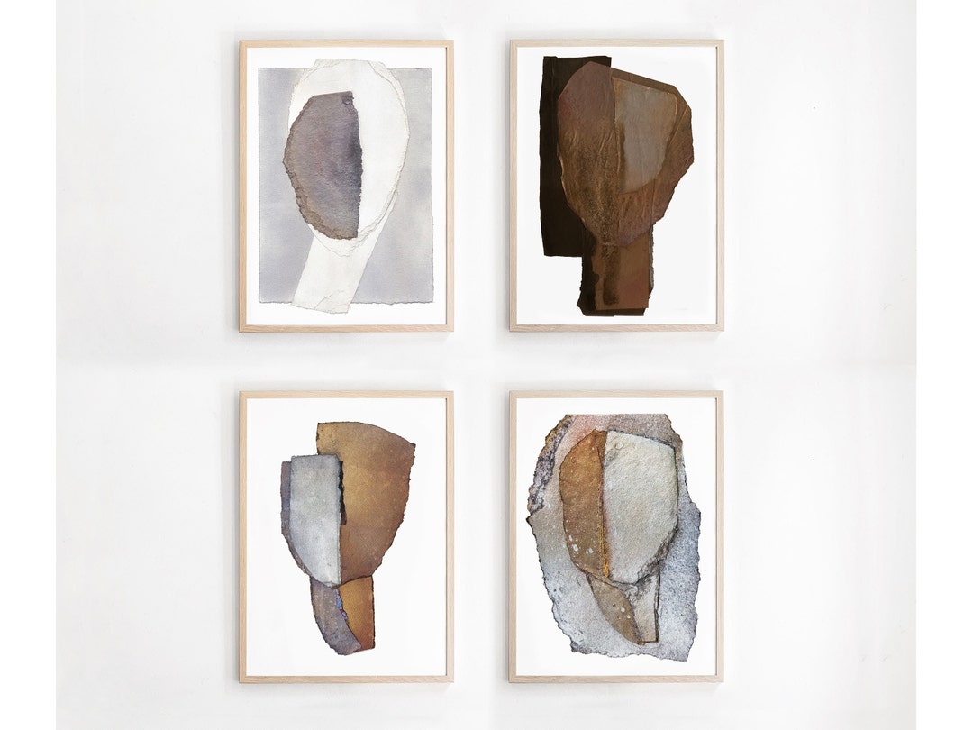 Minimal Modern Art Set of 4 Artworks Abstract Art Collection - Etsy