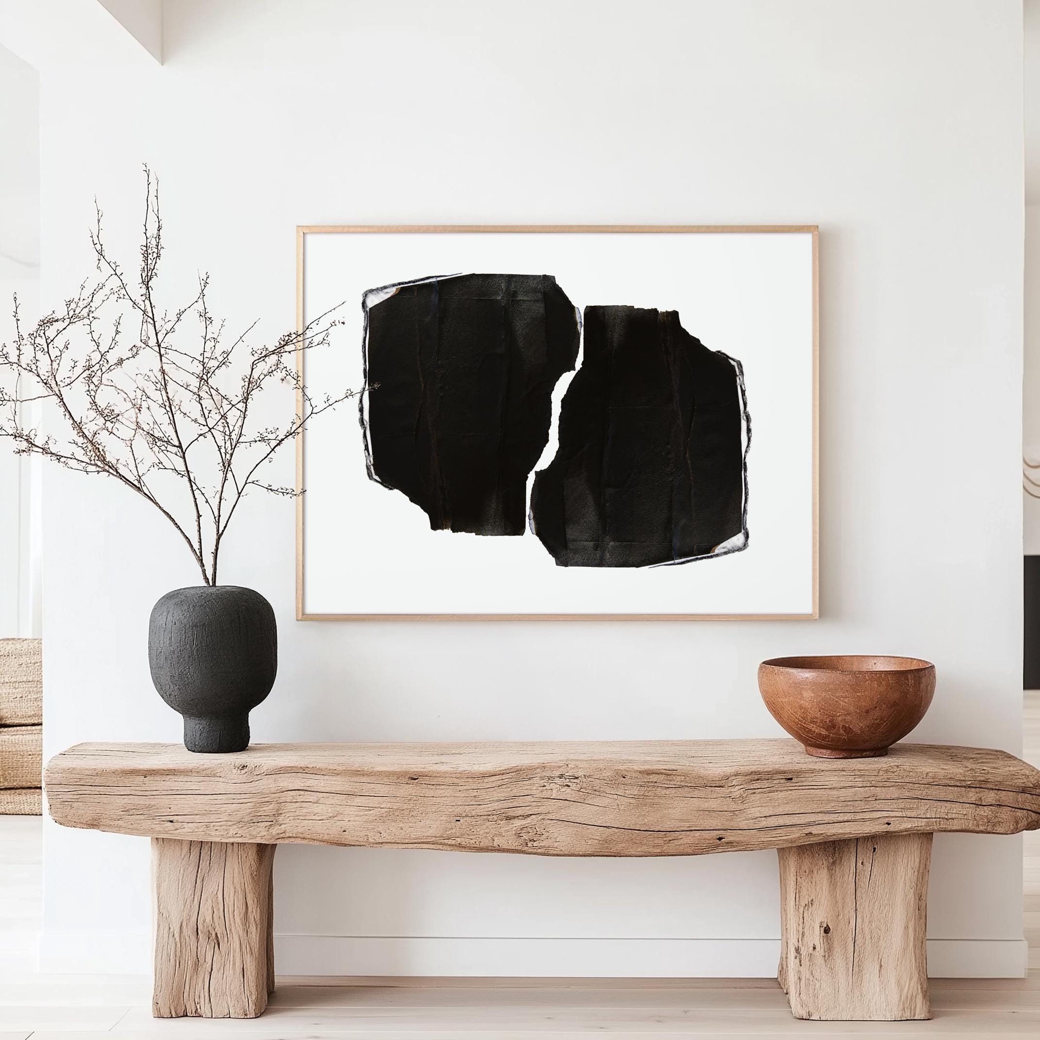 Minimalist Black and White Wall Art Print, Simple Artwork With Two ...