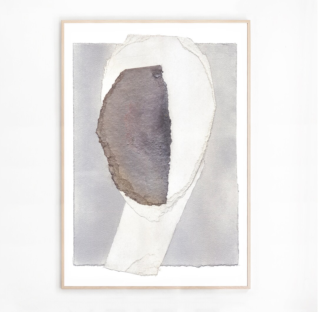 Minimalist Grey Art Print, Abstract Artwork of Original Smooth Head ...