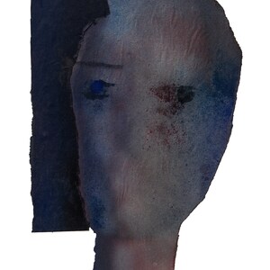 Blue Eye Face Art Print of Abstract Modern Painting, Blue Abstract Art ...