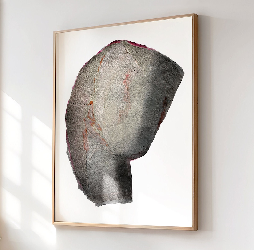 Simple Abstract Human Head, Oversized Minimalist Art Print of Original ...