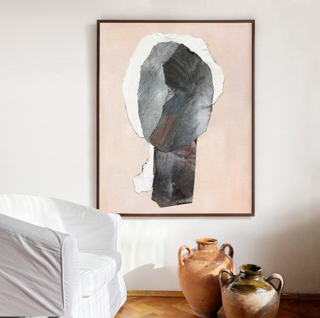 Courage - Abstract Pink Gray Wall Art Print of Original Contemporary ...