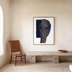Blue Eye Face Art Print of Abstract Modern Painting, Blue Abstract Art ...