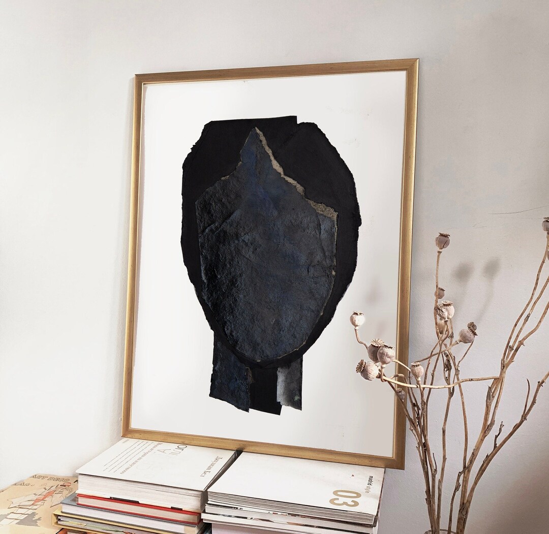 Back to Me - Black Minimalist Print of Original Abstract Head Painting ...