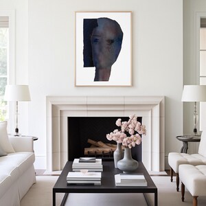 Blue Eye Face Art Print of Abstract Modern Painting, Blue Abstract Art ...