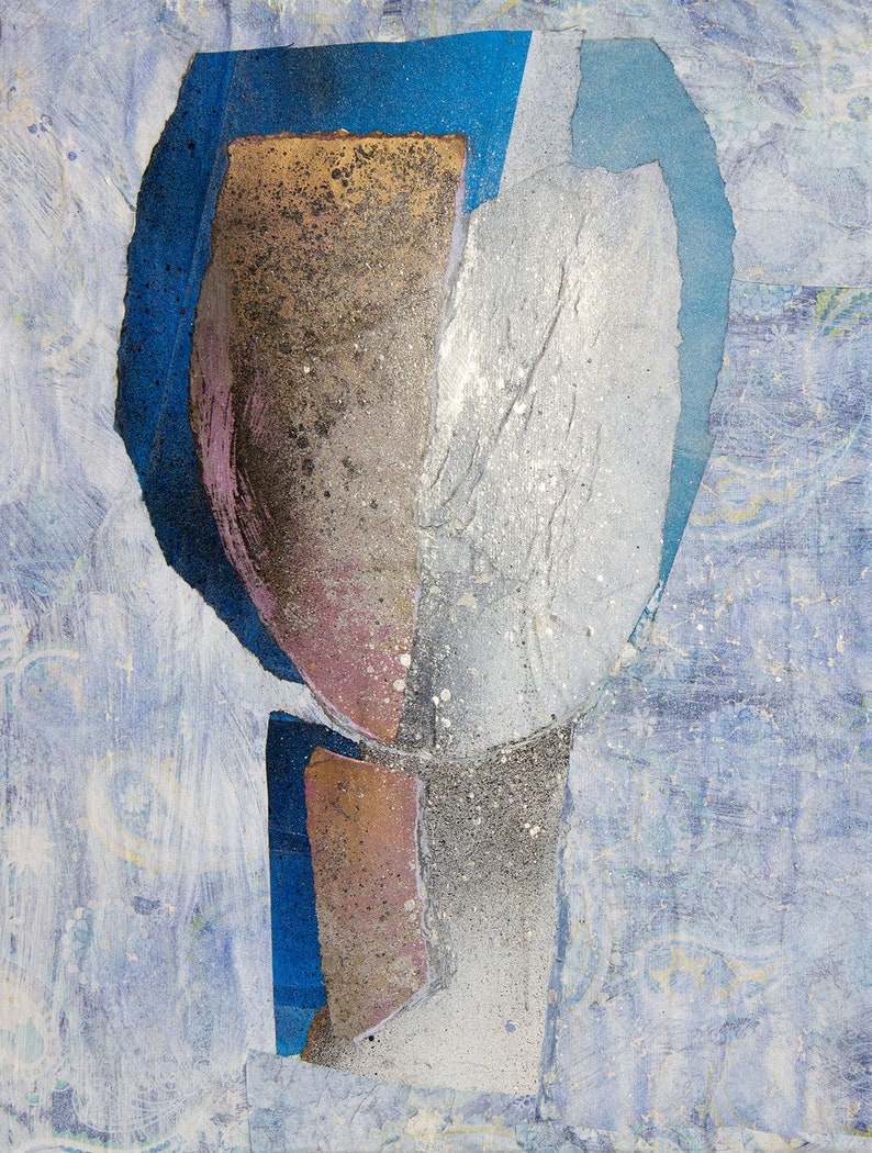 Silver Lining Modern Art Print Large Silver Blue Abstract | Etsy