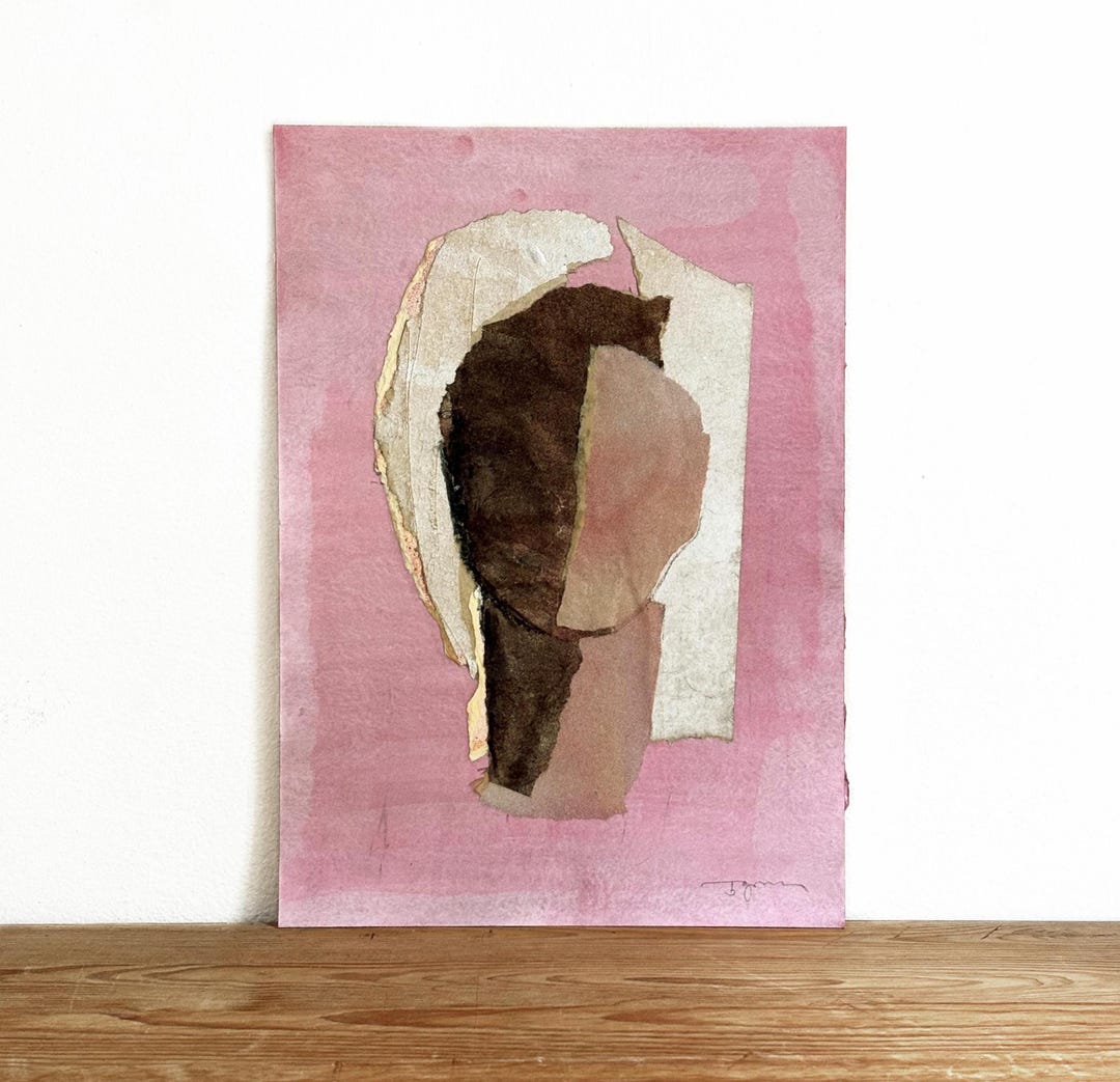 Original Abstract Head Painting: Brown & Greyish Pink Minimalist Art - Etsy