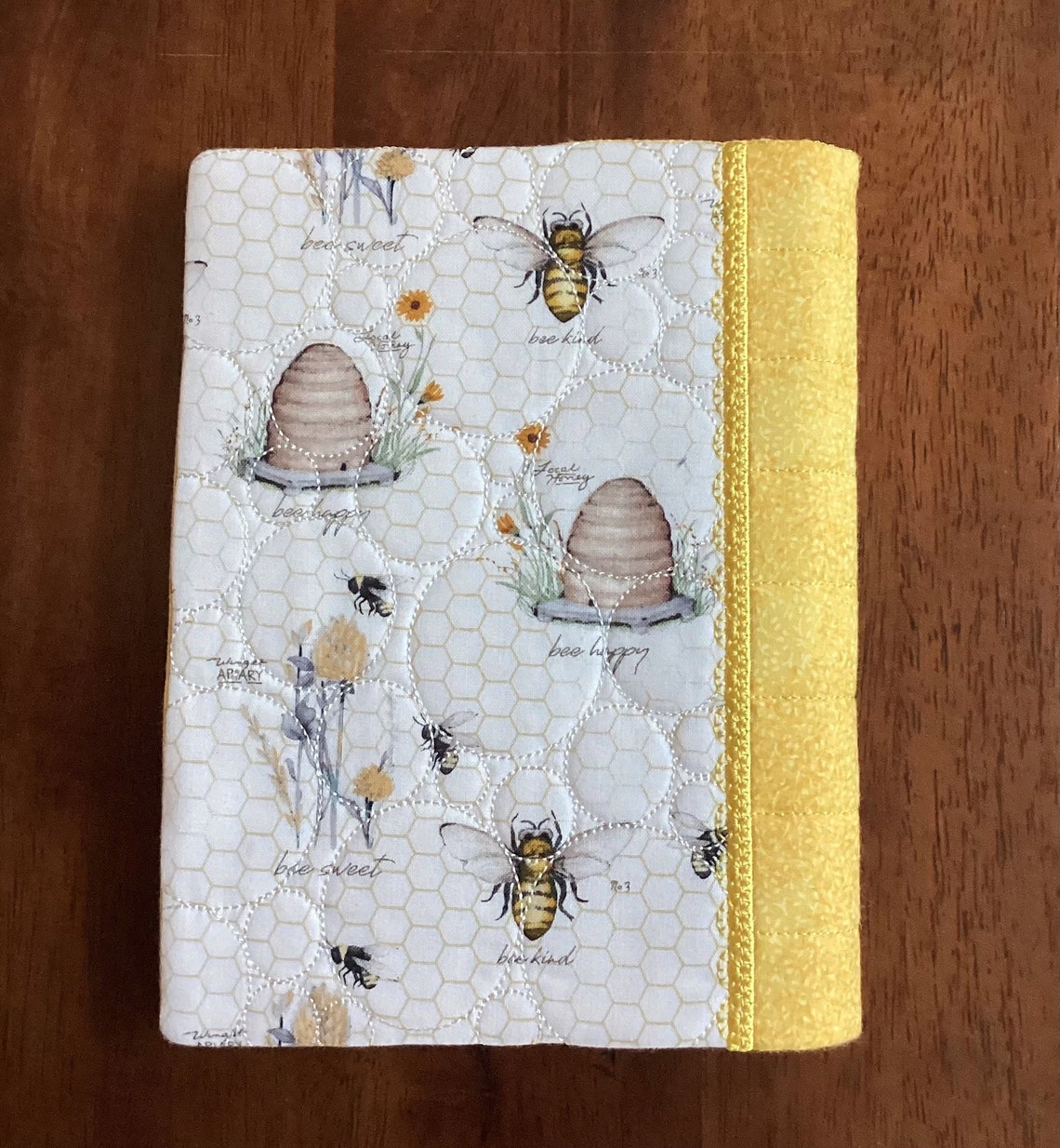 Quilted and Embroidered Bee and Hive Notebook Cover - Etsy