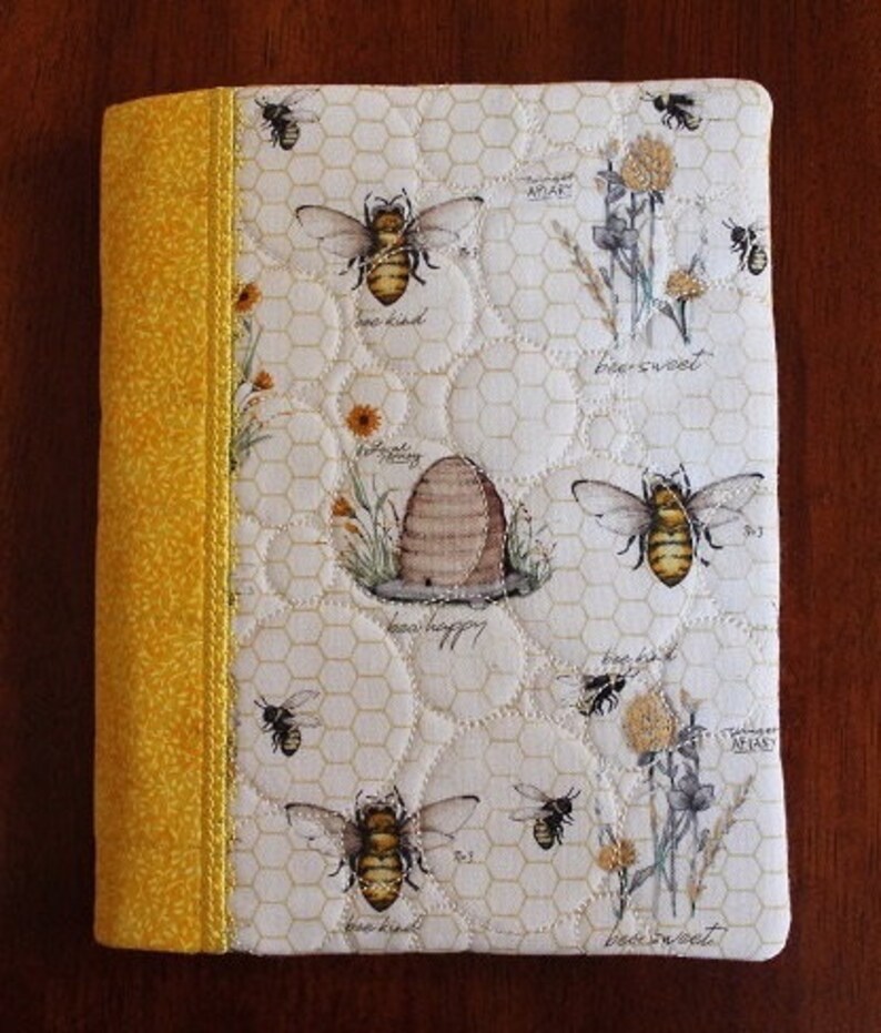 Quilted and Embroidered Bee and Hive Notebook Cover - Etsy