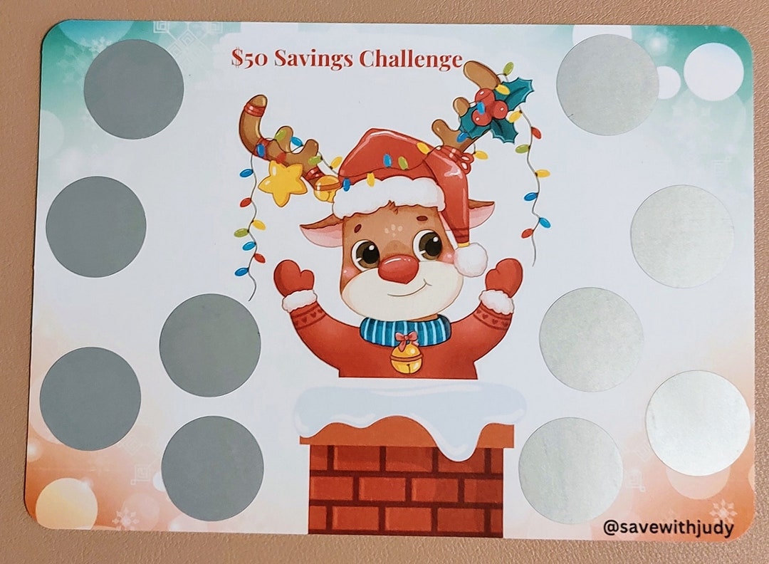 Reindeer 50 Dollars Savings Challenge Scratch-off Card (5x7) - Etsy