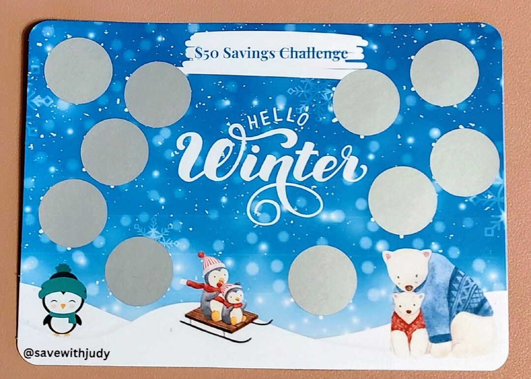 Winter Scratch-off Savings Challenge | 5X7 | 50 Dollar Savings | 1 ...