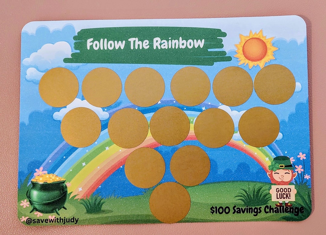 Follow the Rainbow Scratch-off Savings Challenge | 5X7 | 1 Sided ...