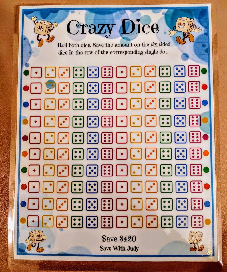 Crazy Dice Savings Challenge | 8 1/2 X 11 | Printable - Etsy
