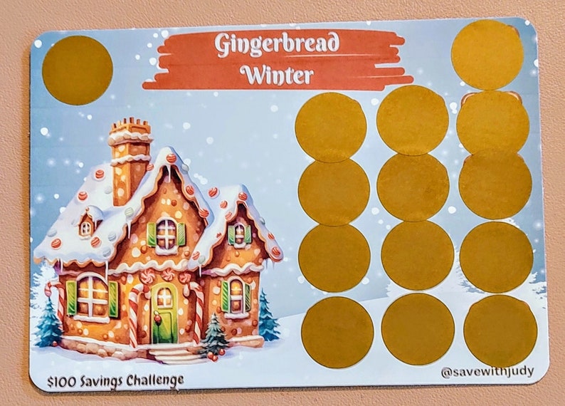 Gingerbread Winter Scratch-off Savings Challenge: One-sided Card - Etsy