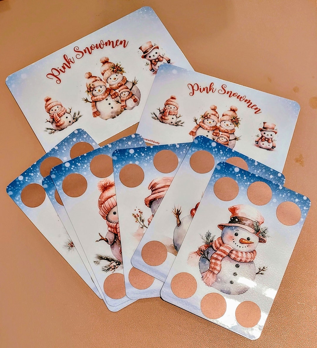 Set of 6 Pink Snowmen Savings Challenges | 200 Dollar Savings | Scratch ...