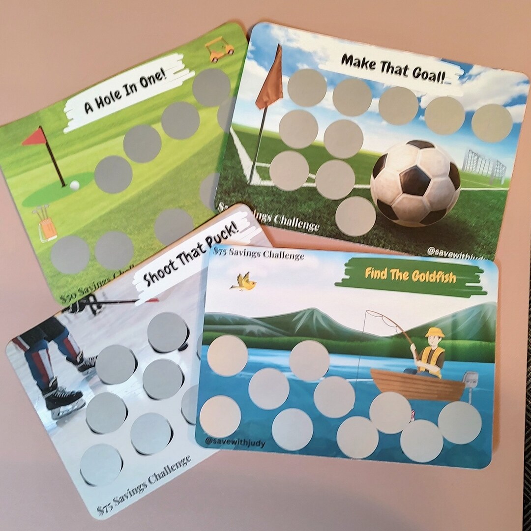 Sports Scratch-off Savings Challenge: Hockey, Soccer, Golf, Fishing - Etsy