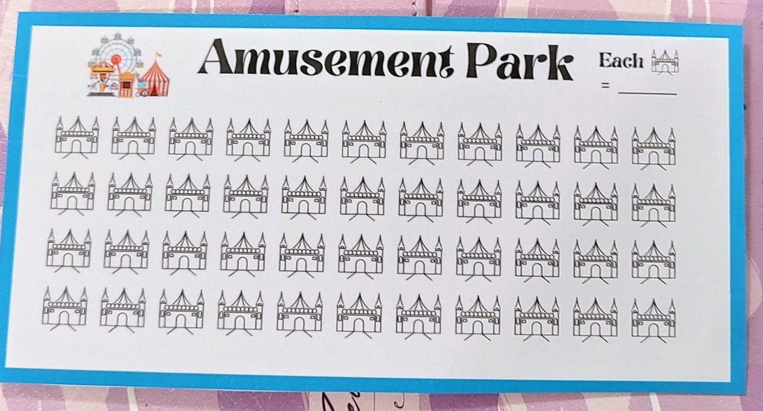 Amusement Park Savings Challenge for A6 Cash Envelopes | Printable ...