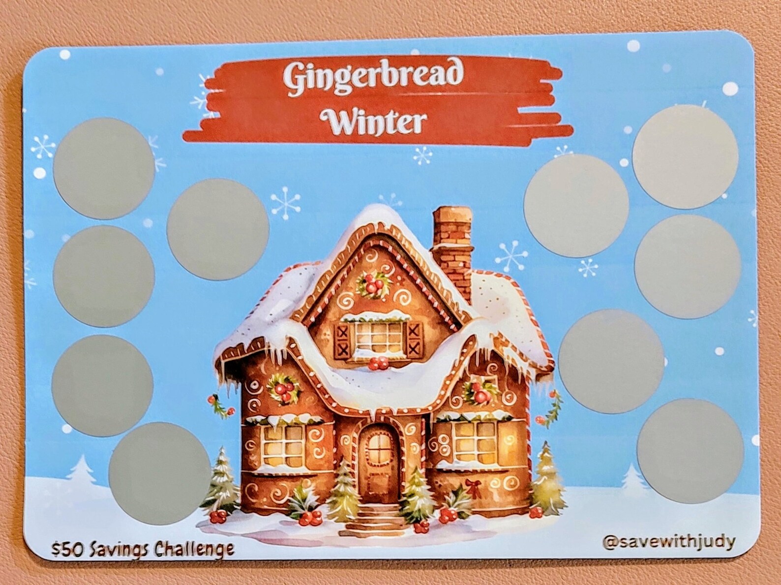 Gingerbread Winter Scratch-off Savings Challenge: One-sided Card - Etsy