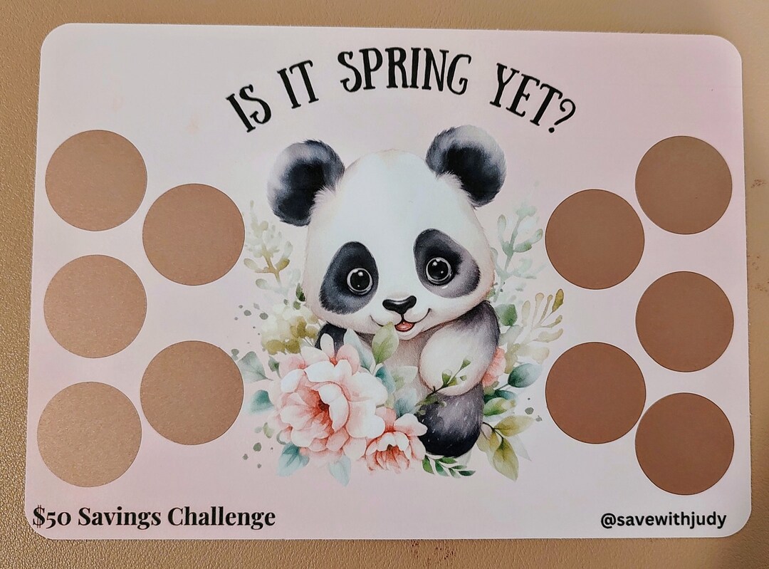 Is It Spring yet Panda Scratch-off Savings Challenge | 5X7 | 1 Sided ...