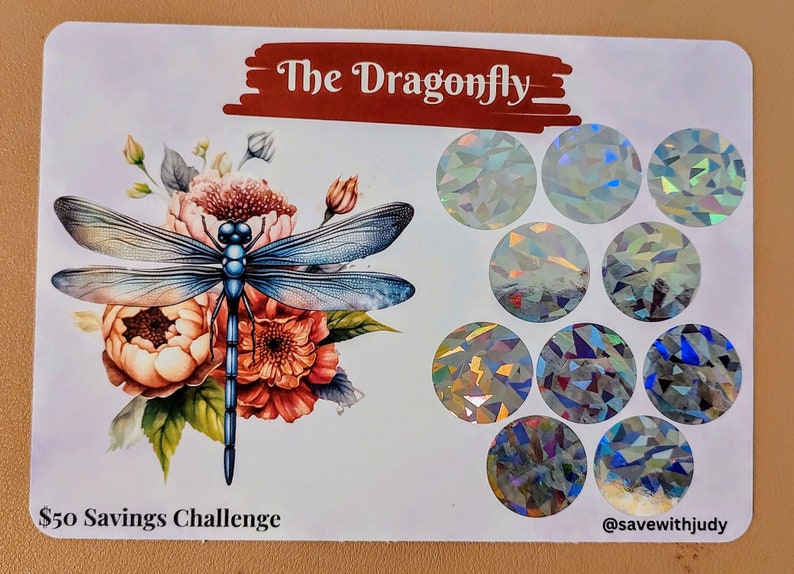 Dragonfly Scratch-off Savings Challenge: 50, 75, 100 Dollar Savings - Etsy
