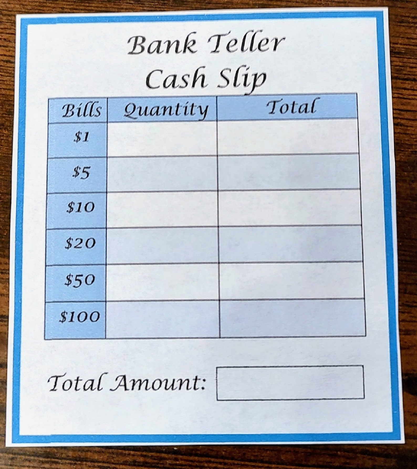 Bank Teller Cash Slip | Printable | Savings Challenges | Budget Binder ...