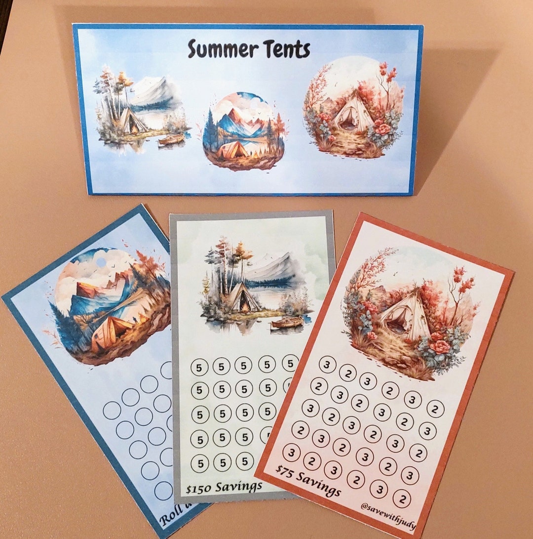 Set of Summer Camping Tents Savings Challenges | Envelope | Dashboards ...