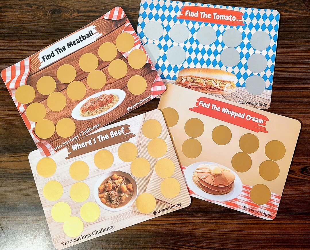 Food Scratch-off Savings Challenge: 5x7 Card - Etsy