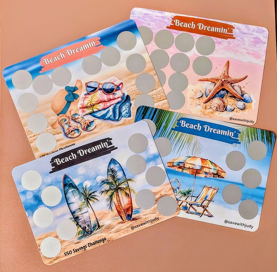 Beach Dreamin' Scratch-off Savings Challenge: 50-100 Dollar Savings - Etsy