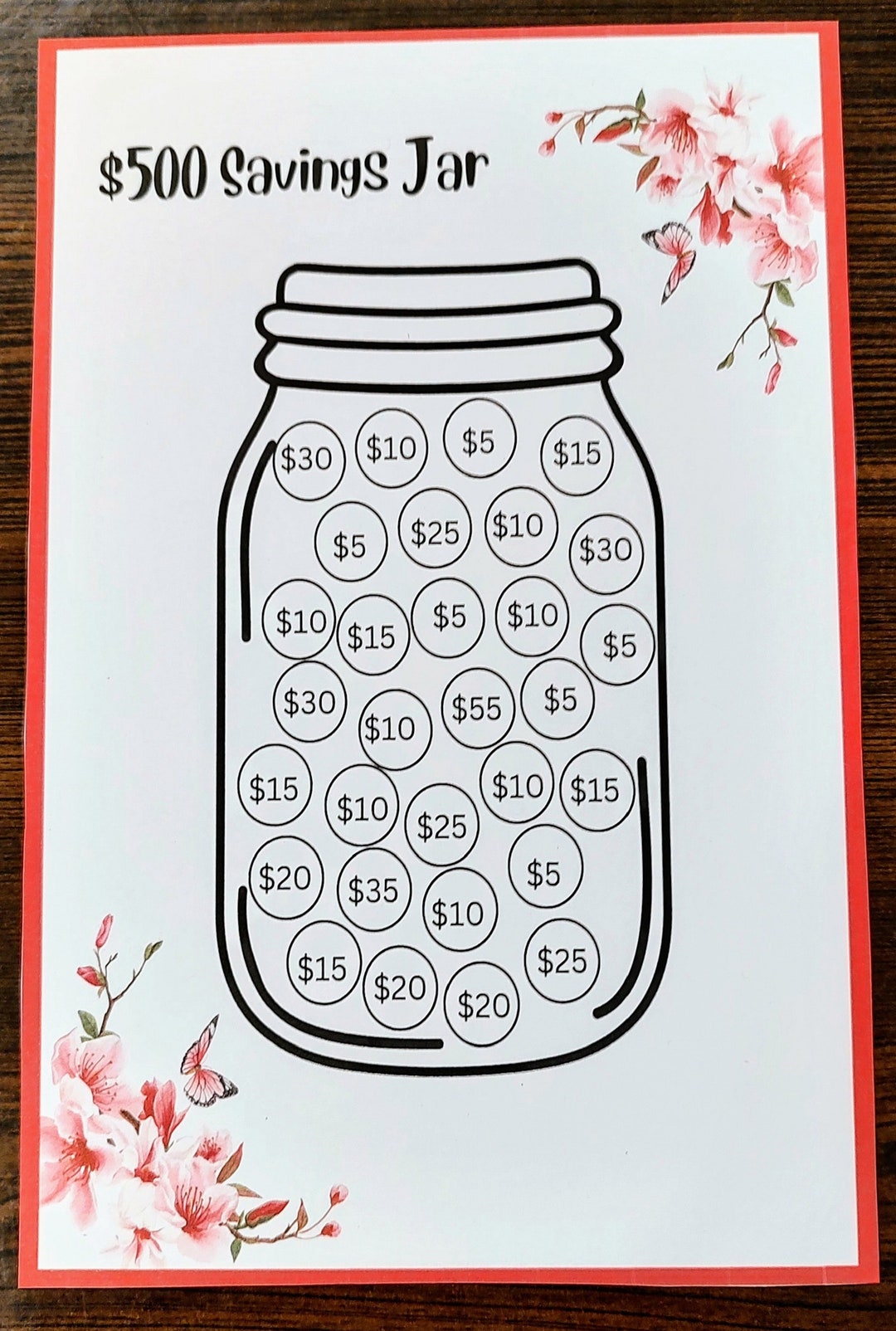 500 Dollar Jar Savings Challenge A5/A6 | Printable | Fits A5 or A6 ...