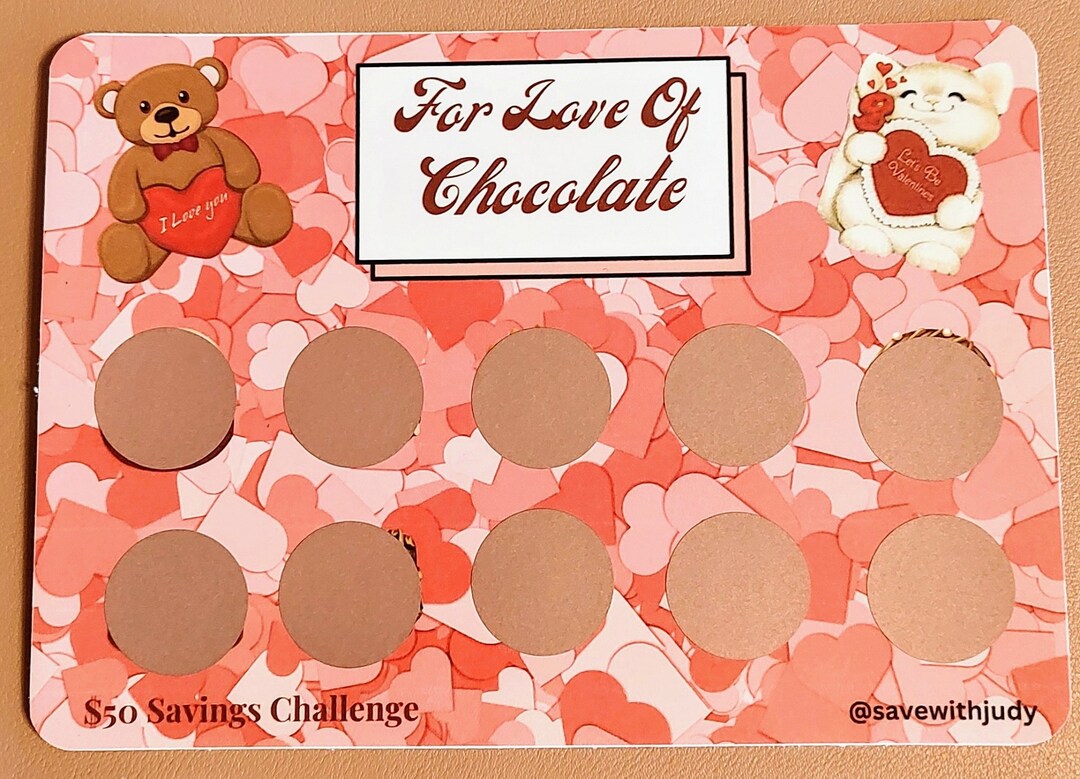 For Love of Chocolate Scratch-off Savings Challenge | 5X7 | 50 Dollar ...