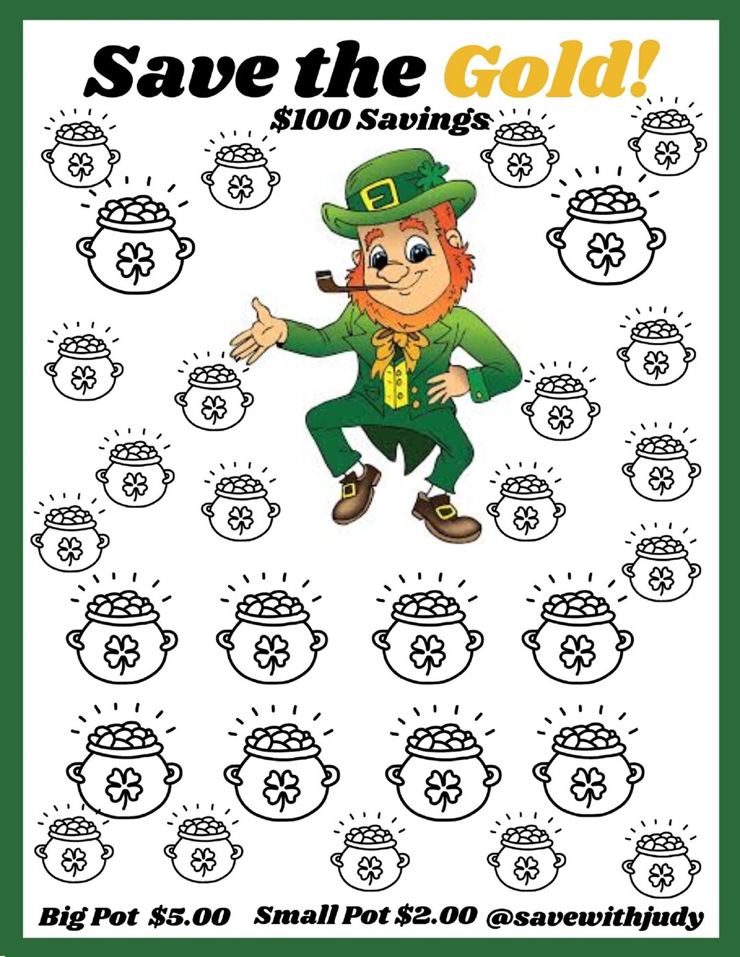 Save the Gold! St. Patrick's Day Savings Challenge With Envelope ...