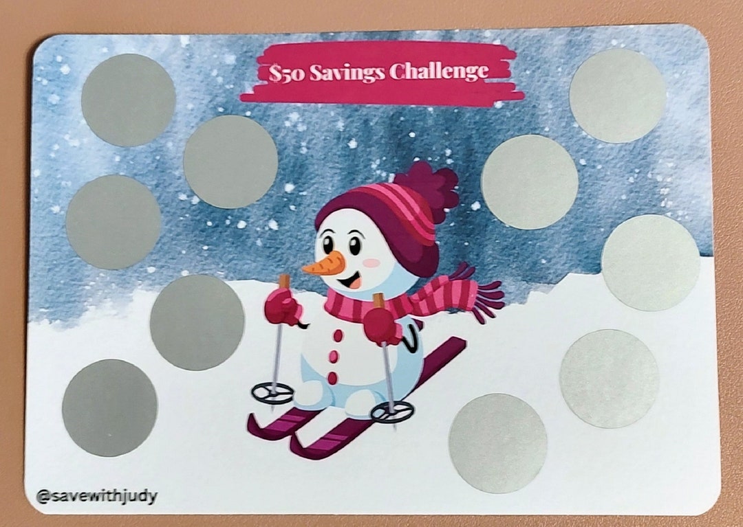 Snowman Scratch-off Savings Challenge | 5X7 | 50 Dollar Savings | 1 ...