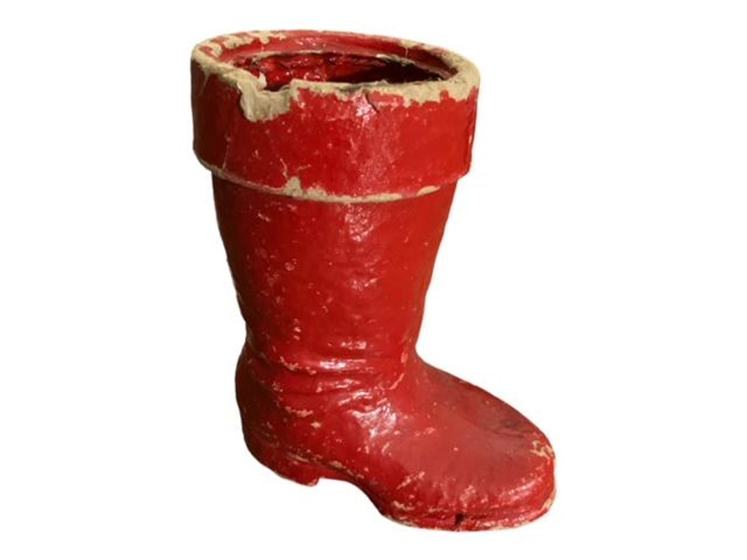 Rare , Vintage , Papier Mache , Red , Red Santa Boot , Santa Boot ...