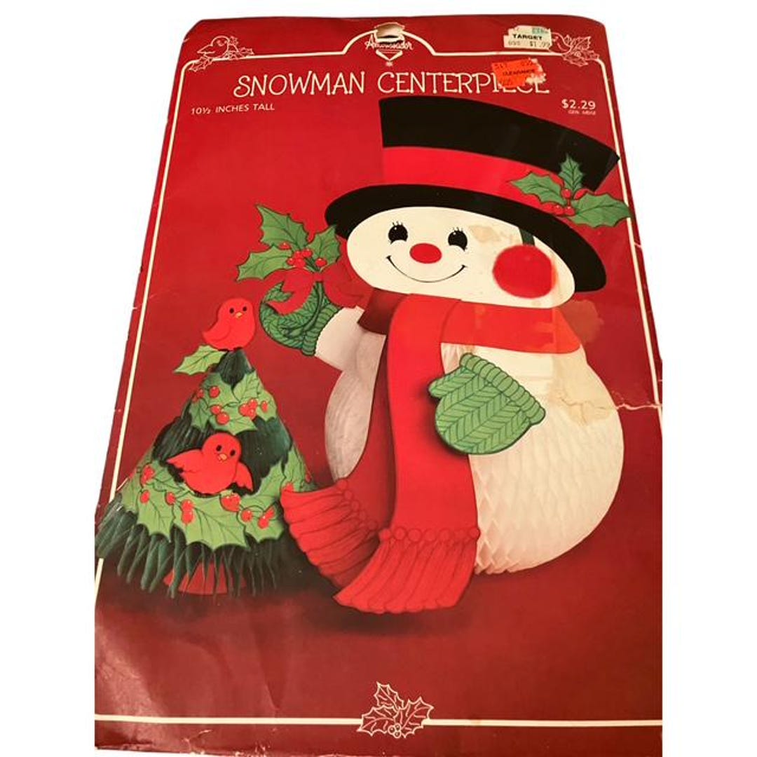 Snowman Centrepiece, Paper Snowman, Retro Snowman Decor, Ambassador ...