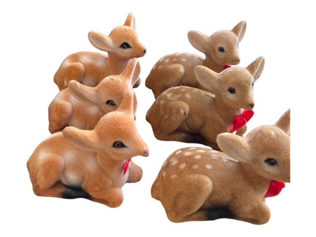 Vintage , Kitsch , Bambi , Deer , Christmas Deer , Flocked Deer ...