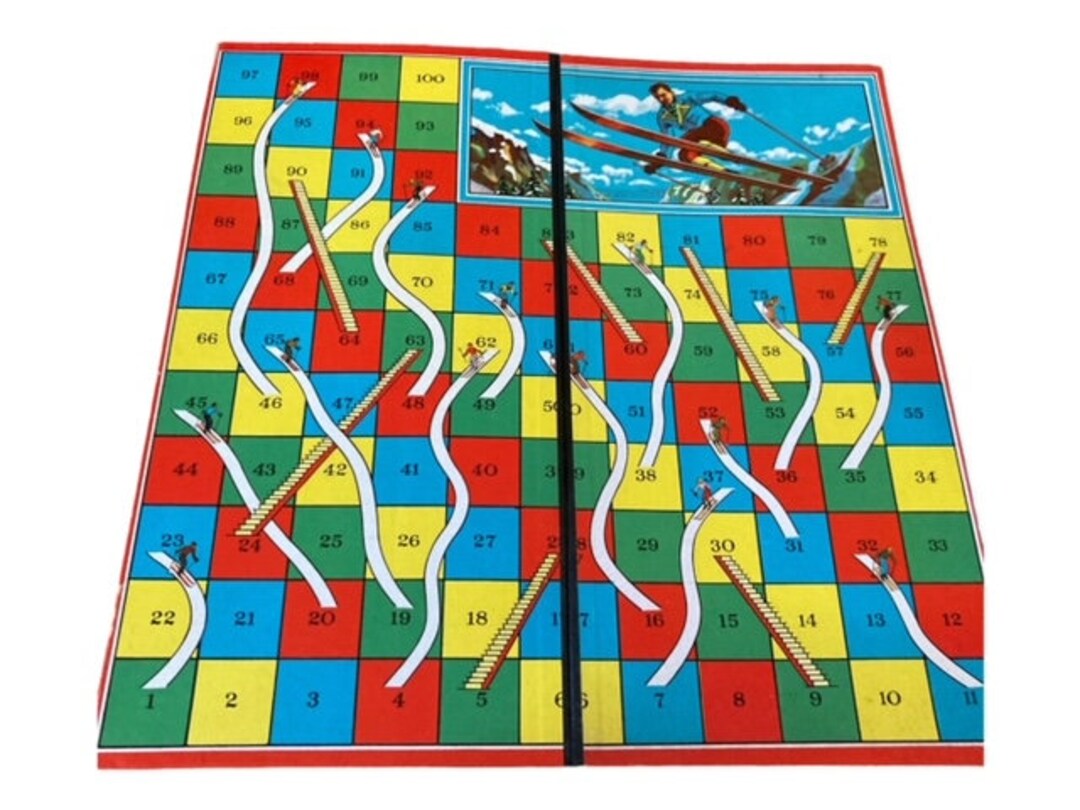 1950s, Paper Board , Parcheesi , Snakes and Ladders , Skiers , Canada ...