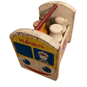 Playskool , Milk Jugs , Milk Bus , Milk Carrier , Wood , Vintage , Milk ...