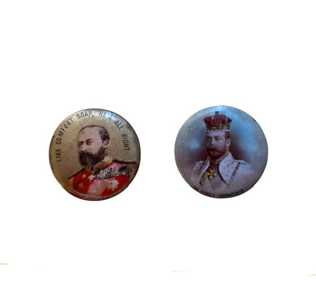 Antique King George V Commemorative Pinback Pins Lot Rare 1900s UK ...
