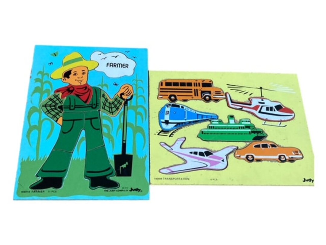 Vintage, 1974, Judy Puzzles , Judy Company ,FARMER , Transportation ...