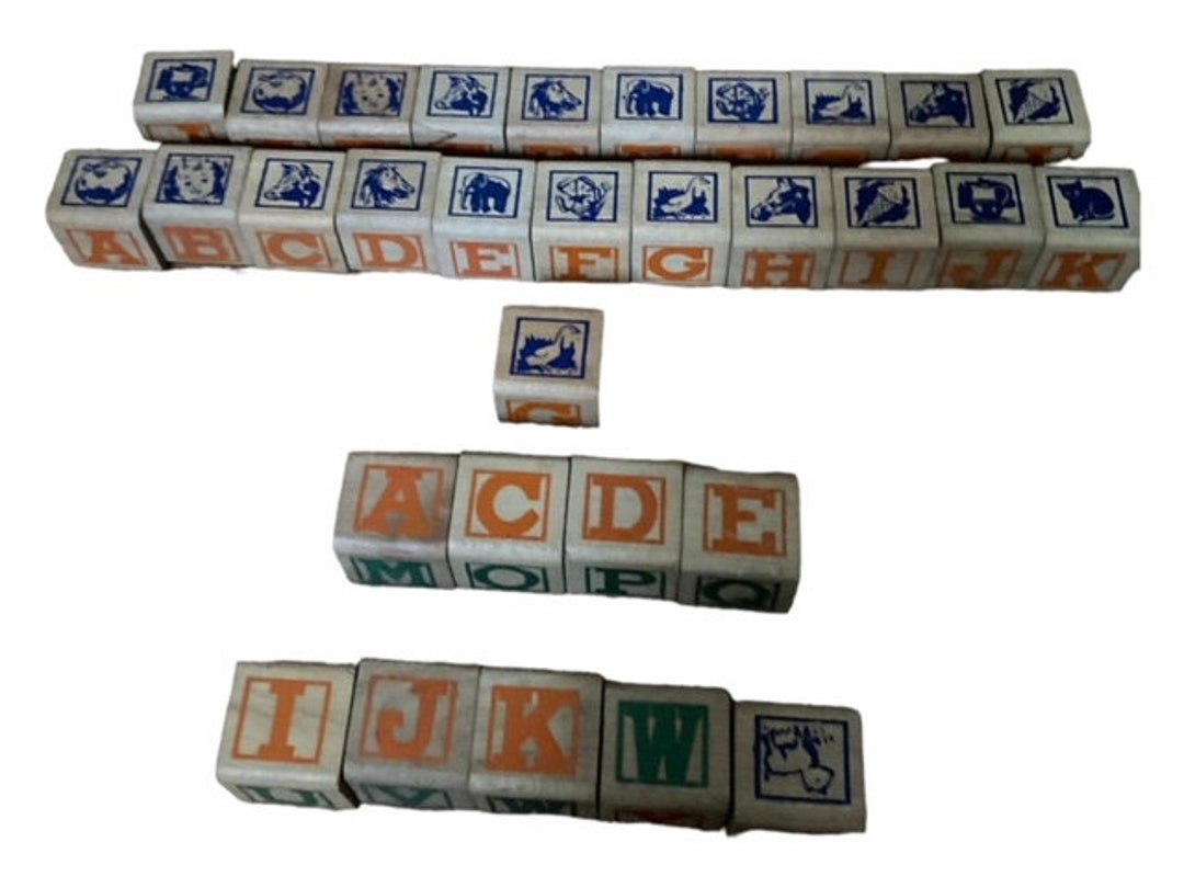 Early 1950s , Wood Blocks , Letters , Pictures , Alphabet Blocks ...