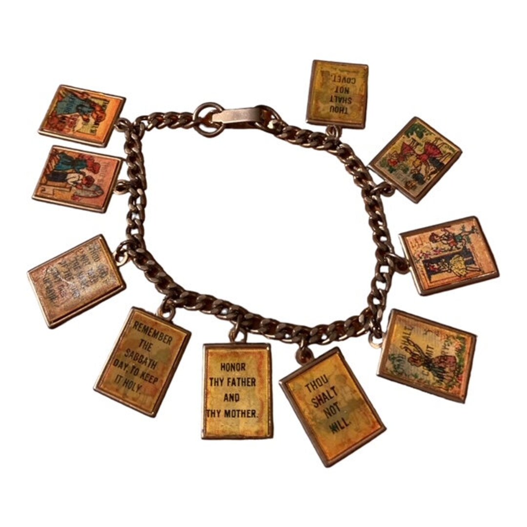 Vintage , Metal , Child's Bracelet , the Ten Commandments , Old ...