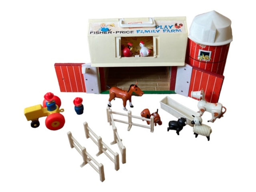 1970s,vintage, Fisher Price Farm , Farmers , Barn , Animals ,trough ...