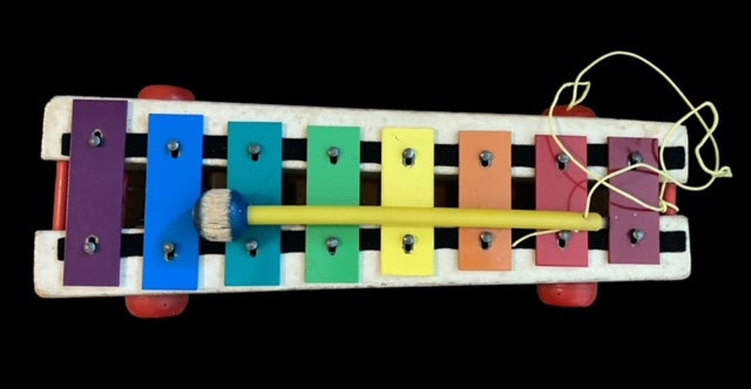 Vintage , Fisher Price , Xylophone , Coloured Keys , Wood Mallet ...