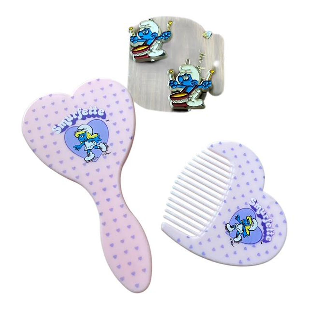 Vintage , Smurfs , Smurfette , Brush , Comb , Barrettes , Hair Clips ...