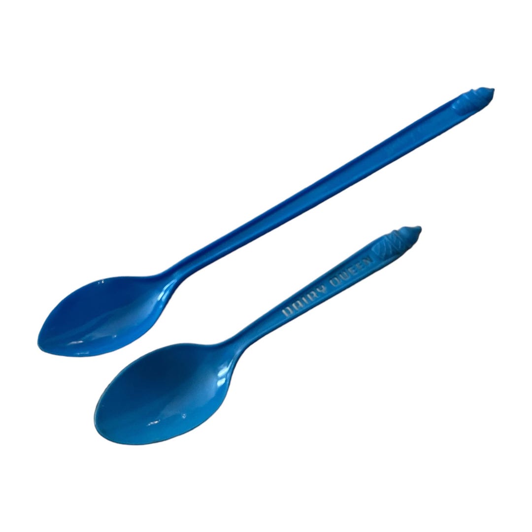 Vintage , Dairy Queen , Blue , Small , Large , 2 Spoons , Plastic ...