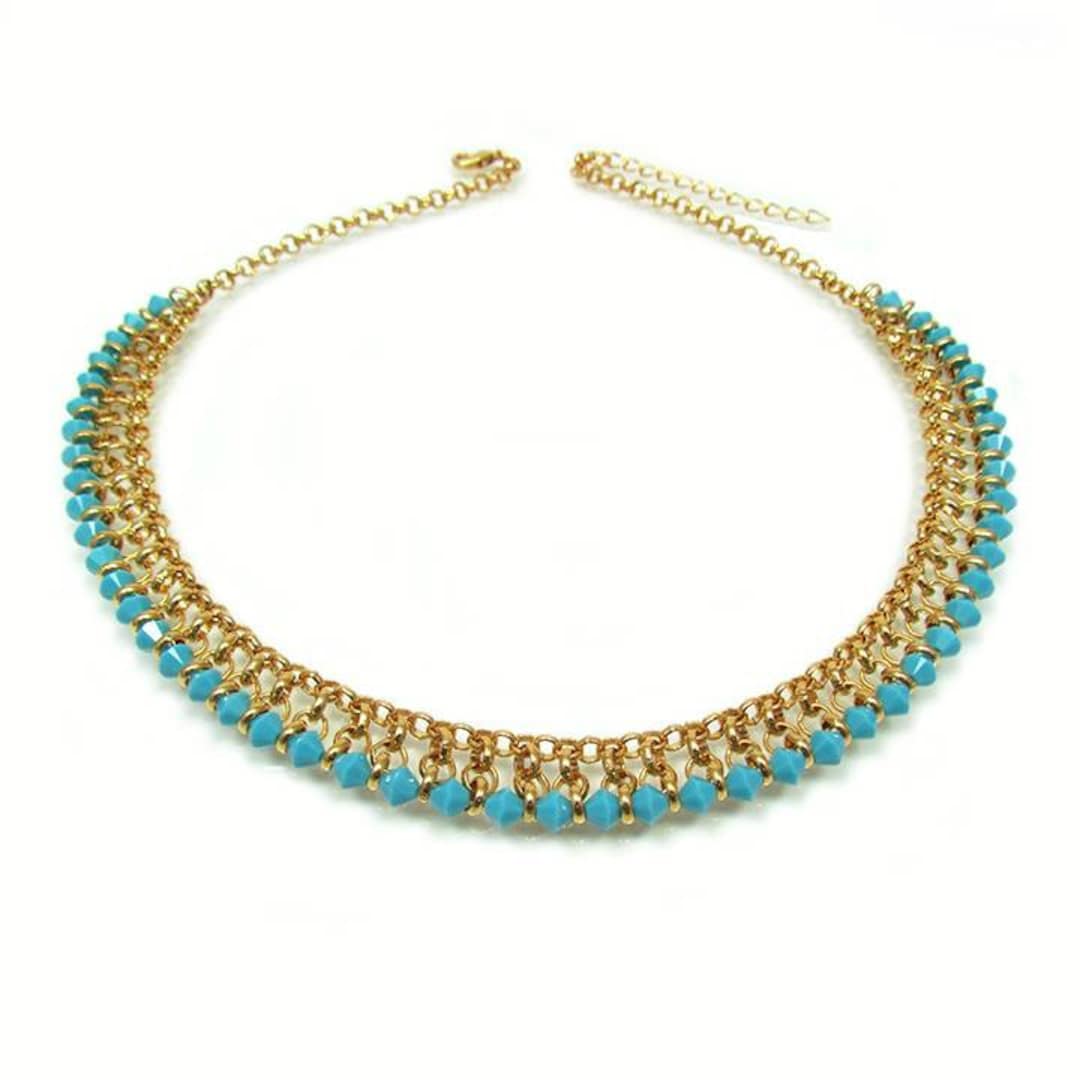 Turquoise Statement Necklace Gold, Gold Egyptian Necklace, Genuine ...