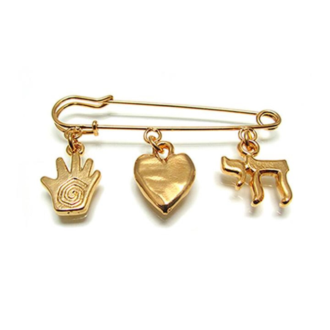 Broche bébé en or, cadeaux juifs pour bébé, broches judaïques, chai ...